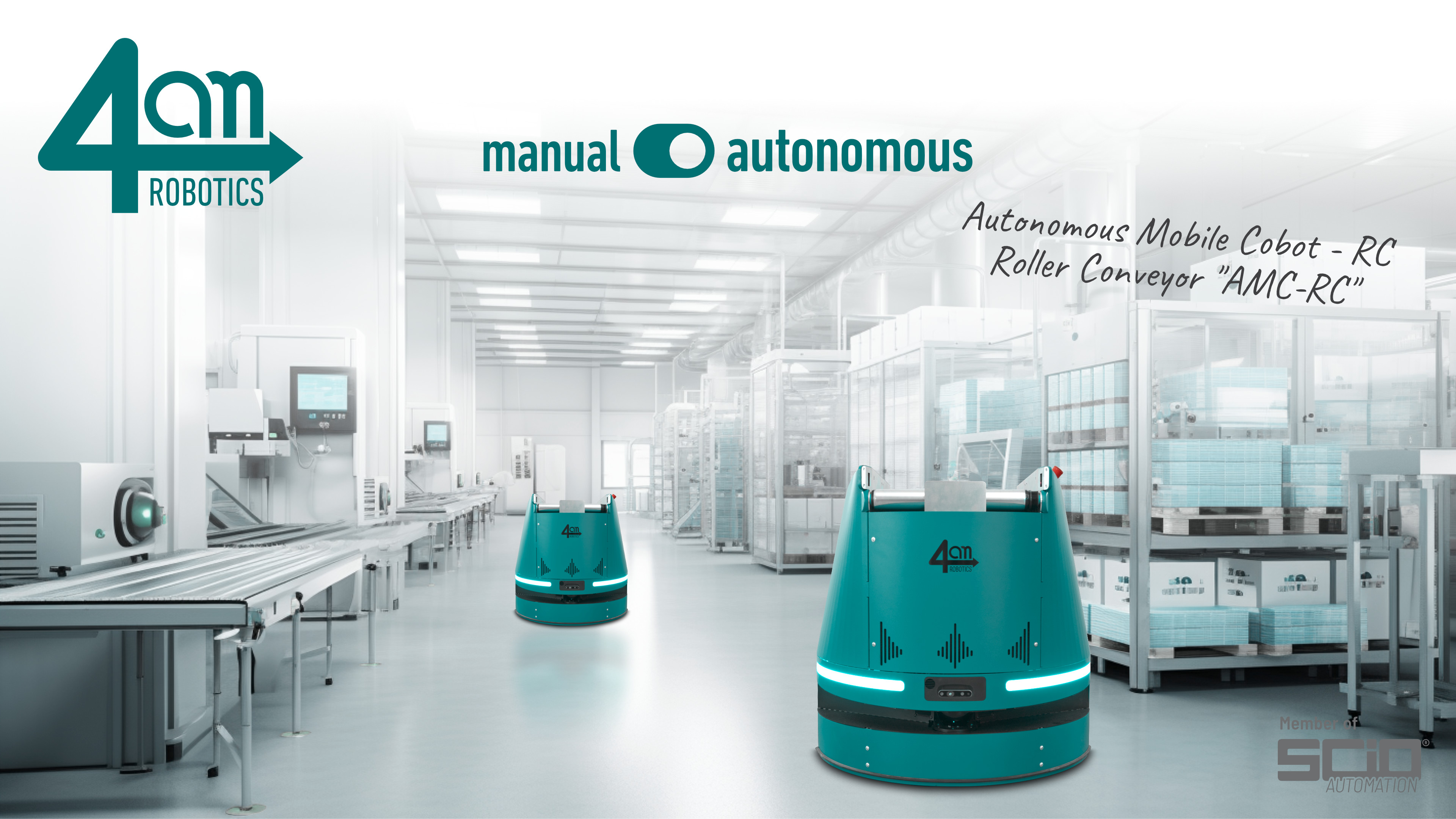 AMC-RC - Autonomous Mobile Cobot Roller Conveyor | 4am Robotics AMC-RC - Autonomous Mobile Cobot Roller Conveyor | 4am Robotics